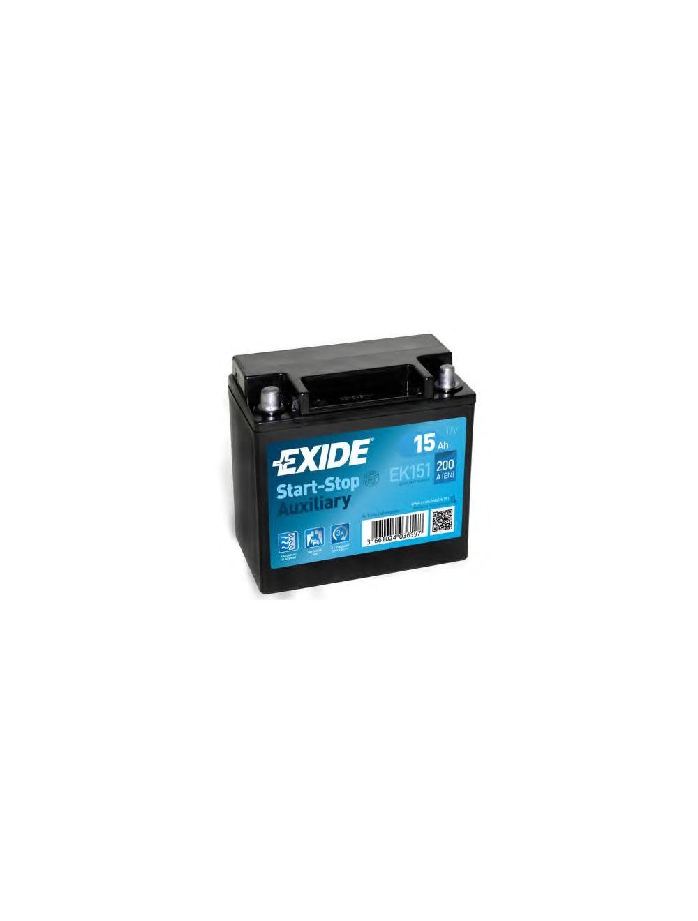 EXIDE Start-Stop EK151 Batteria avviamento 12V 15Ah 200A - TuttoBatterie